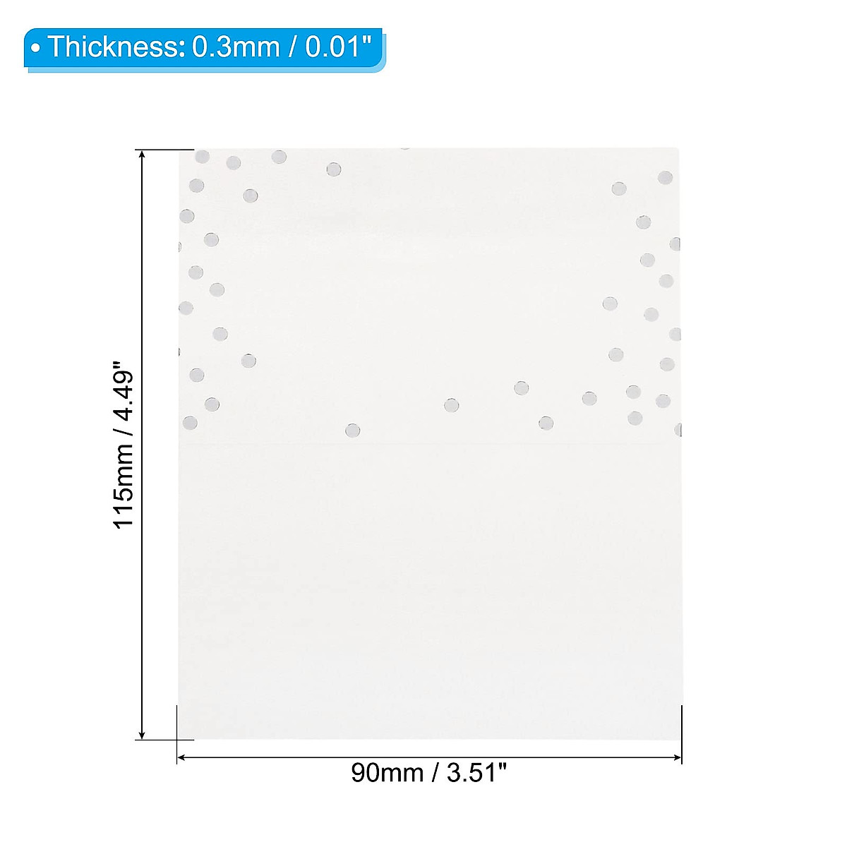 PATIKIL Tent Place Cards, 100pcs Greeting Cards 4.48 x 3.51inch Favor Decor Foldable Blank Card for Wedding Party DIY Table Name Place Cards Silver Tone Point White