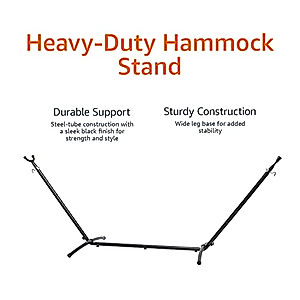 Amazon Basics Heavy-Duty Hammock Stand, Includes Portable Carrying Case, 9-Foot, Black