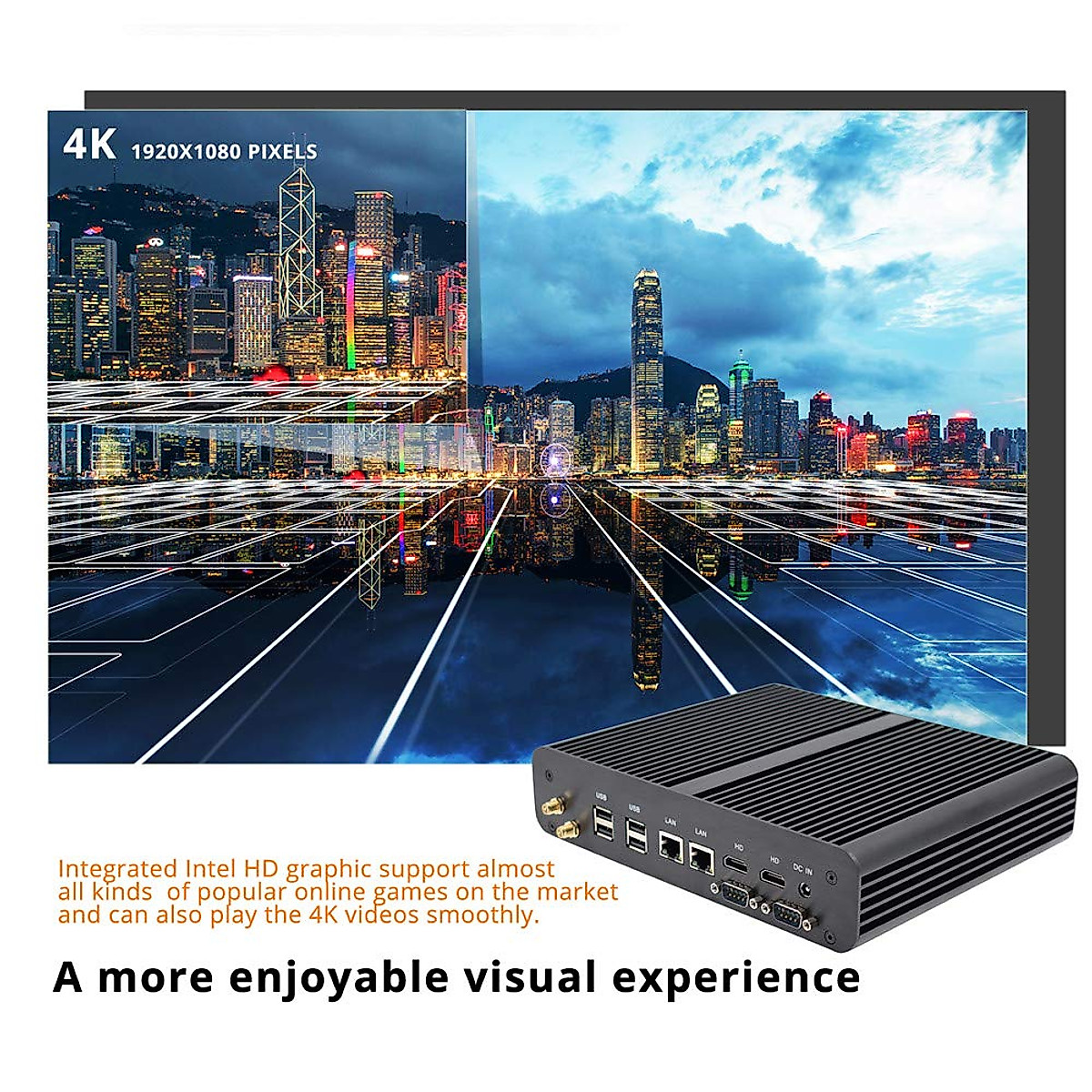 WEIDIAN Fanless Mini Desktop Computer, Windows 10 HTPC with Core i7 5500U CPU, 16GB RAM, 512GB SSD, Dual HD, 4USB 3.0,Card Reader, WiFi, Industrial PC Desktop Mini PC Gigabit Ethernet,BT 4.0