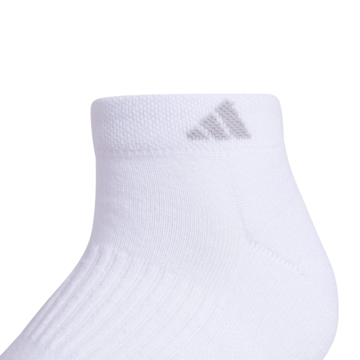 adidas Women's Cushioned Low Cut Socks (3-Pair) with Arch Compression, White/Clear Onix Grey, Medium