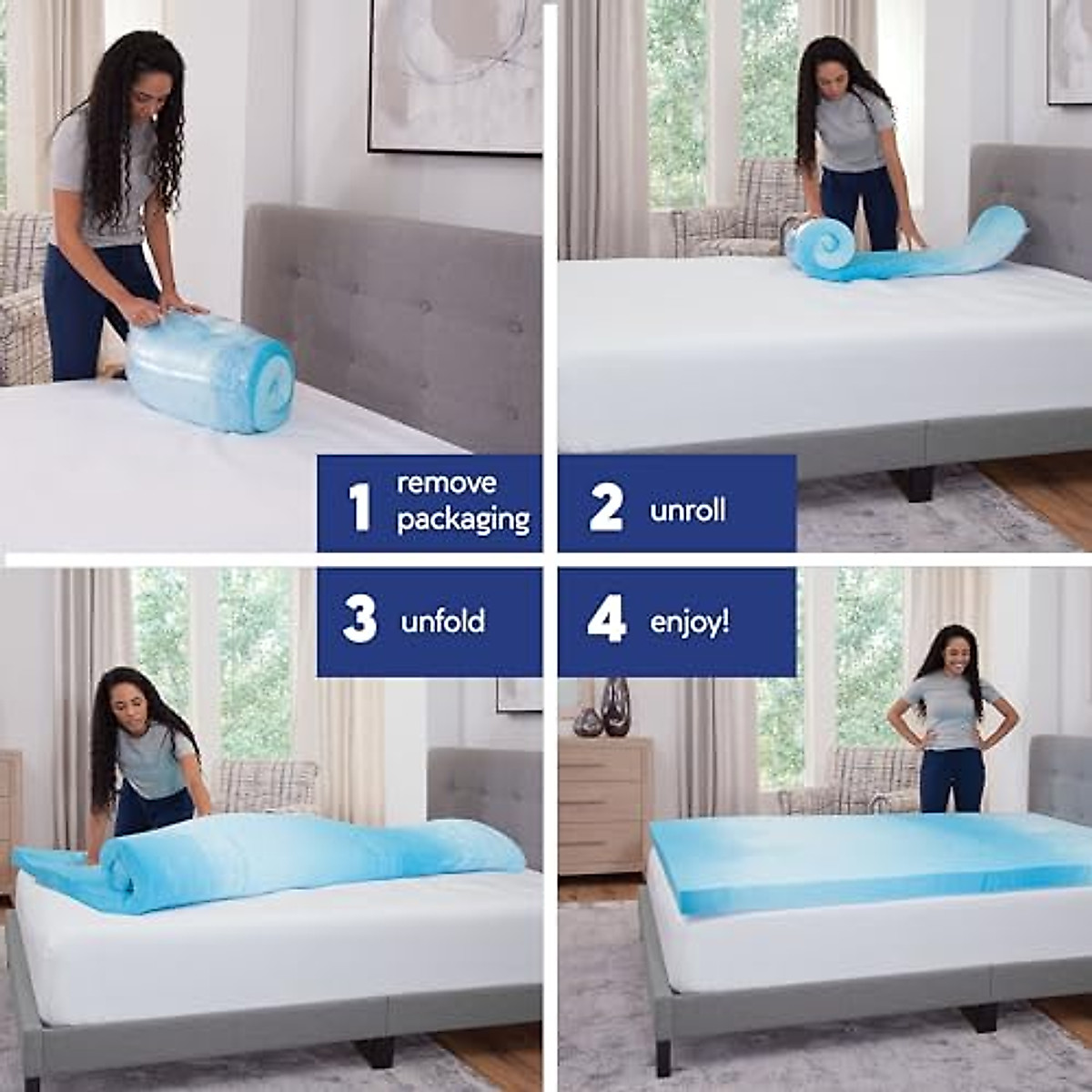 Vibe 3” Gel Swirl Memory Foam Mattress Topper, Full