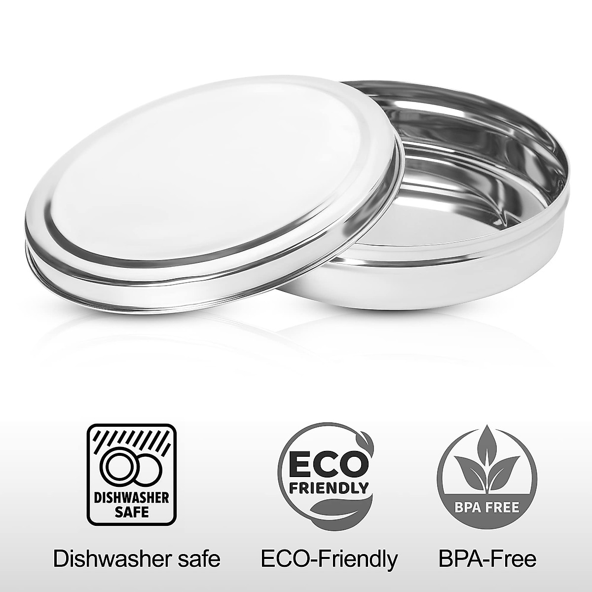 KSJONE Stainless Steel Chocolate Flat Slim and Sleek Canisters/Puri Dabba/Storage Containers Set of 3 Pcs Big Set (23 Oz, 30 Oz, 40 Oz)