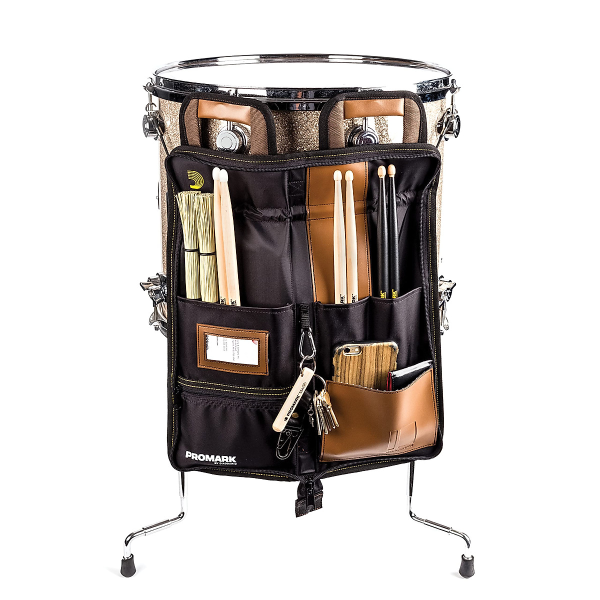 ProMark Drum Stick Bag - Transport Deluxe Drumstick Holder - Drum Sticks Holder Made from Weatherproof Ballistic Nylon and Synthetic Leather - Drumstick Bag Mounts to Tom Drum
