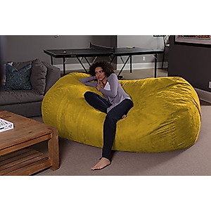 Sofa Sack Bean Bag Lounger - Plush Bean Bag Sofas with Super Soft Microsuede Cover - XL Memory Foam Stuffed Lounger Chairs for Kids, Adults, Couples - Jumbo Bean Bag Chair Furniture - Lemon 7.5'