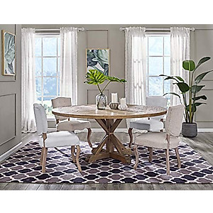Modway Stitch 71" Rustic Farmhouse Wood Round Kitchen and Dining Room Table, Brown
