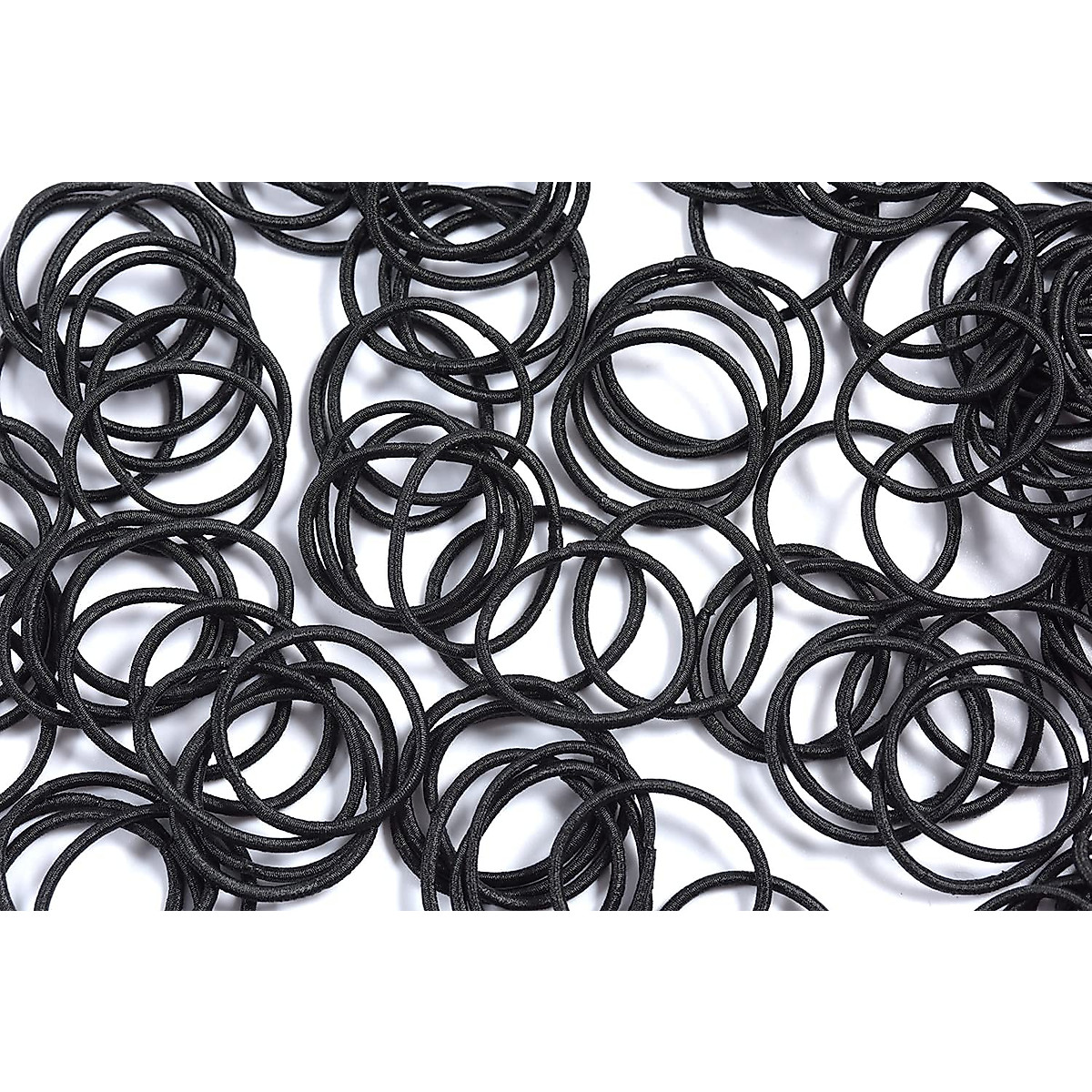 Youxuan Small Hair Elastics for Girls, Soft and Comfy Rubber Bands, 100 PCS Hair Ties, Black