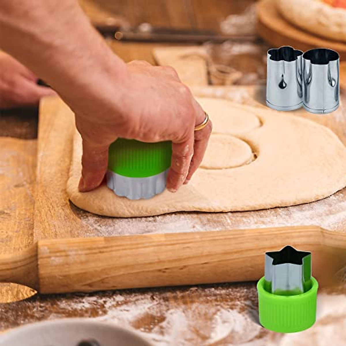 Mini Size Cookie Cutters Set Vegetable Cutter Shapes Set Fruit Cookie Stamps Mold for Kids Baking and Food Supplement Tools Accessories （8 Pcs）