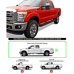 APS Running Boards 6 inches Black Compatible with Ford F250 F350 Super Duty 1999-2016 Crew Cab Stainless Steel (Nerf Bars Side Steps Side Bars)