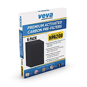 ﻿﻿VEVA Air Purifier Filter Replacements - 6 Pack Precut & Compatible with Honey-well HPA200 Purifiers - Premium Activated Carbon Pre-Filters