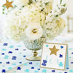 Gender Reveal Party Supplies Blue Confetti Sprinkles for Funny Baby Shower Pinata Party Decoration-"It's A Boy" Bear Horse Heart 1.5OZ