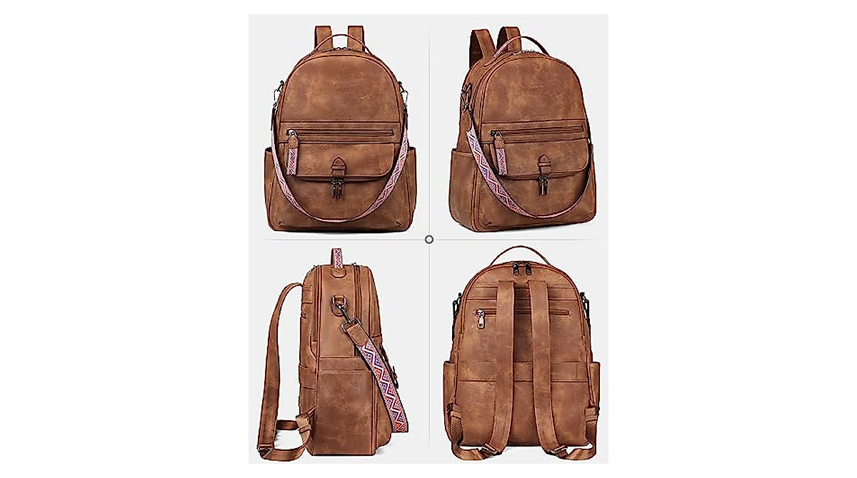 FADEON Leather Laptop Backpack for Women - Stylish & Durable