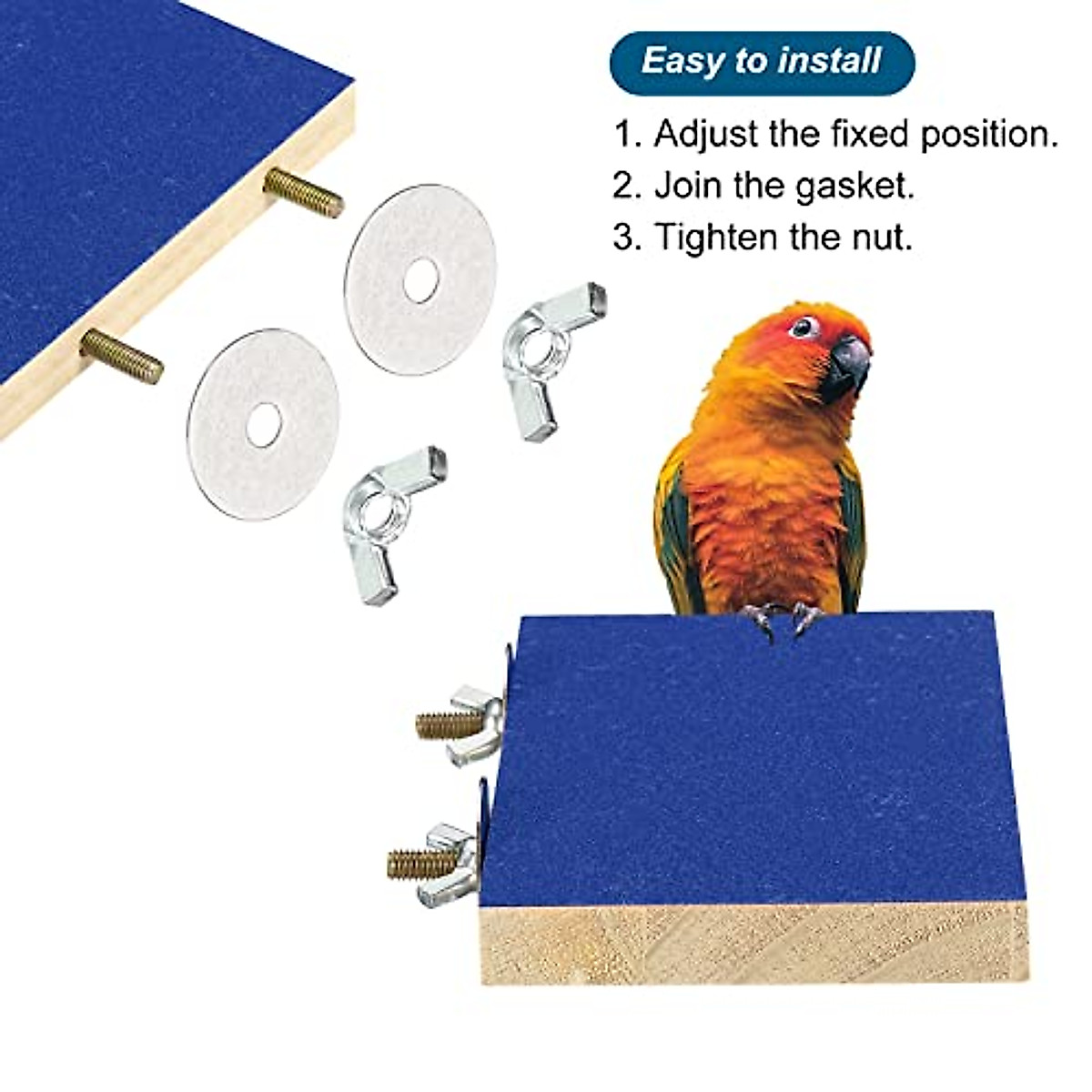 PATIKIL Bird Perch Stand Platform, 2 Pack Parrot Stand Platform Playground Paw Grinding Clean for Parakeet Cockatiel Cage Accessory, Blue