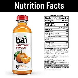 Bai Flavored Water, Safari Variety Pack, Antioxidant Infused Drinks, 18 Fluid Ounce Bottles, 12 Count, 3 Each of Brasilia Blueberry, Costa Rica Clementine, Malawi Mango, Zambia Bing Cherry,18 Fl Oz (Pack of 12)