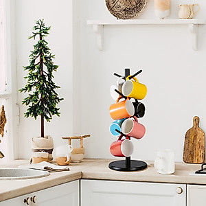 MyLifeUNIT Mug Tree, Coffee Cup Holder with 8 Hooks, Wood Mug Hanger Stand for Counter