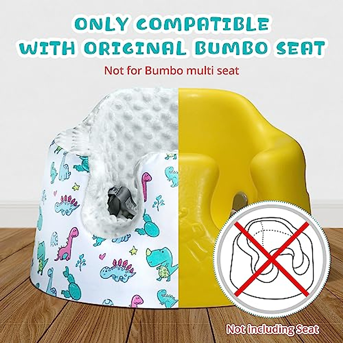 Kinaron Seat Cover, Compatible with Bumbo Seat, Baby Comfortable Seat Cover with Ultra Soft and Breathable, Perfect for Bumbo Seat(Dinosaur)