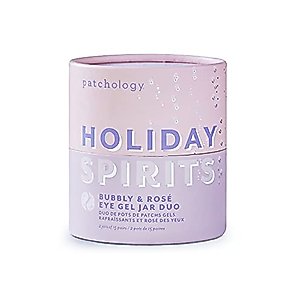 Patchology Holiday Spirits skincare gift set for men and women – 30 Under Eye Patches. Serve Chilled Bubbly and Rosé Eye Gels with Niacinamide, and Hyaluronic Acid for brightening, anti-aging. Perfect for gifts and stocking stuffers