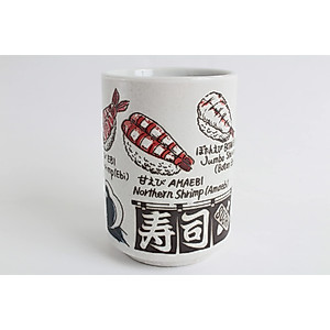Mino ware Japanese Ceramics Sushi Yunomi Chawan Tea Cup Shrimp & Various Sushi Neta made in Japan (Japan Import) YAY060