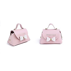 CheeseandU 6Pack Exquisite Simple Bowknot Handbag with Handle Gift Box Beautiful Pink Leather Gift Bag with White Bow Decor Wedding Candy Box Birthday Party Favor Boxes 5.1x3.15