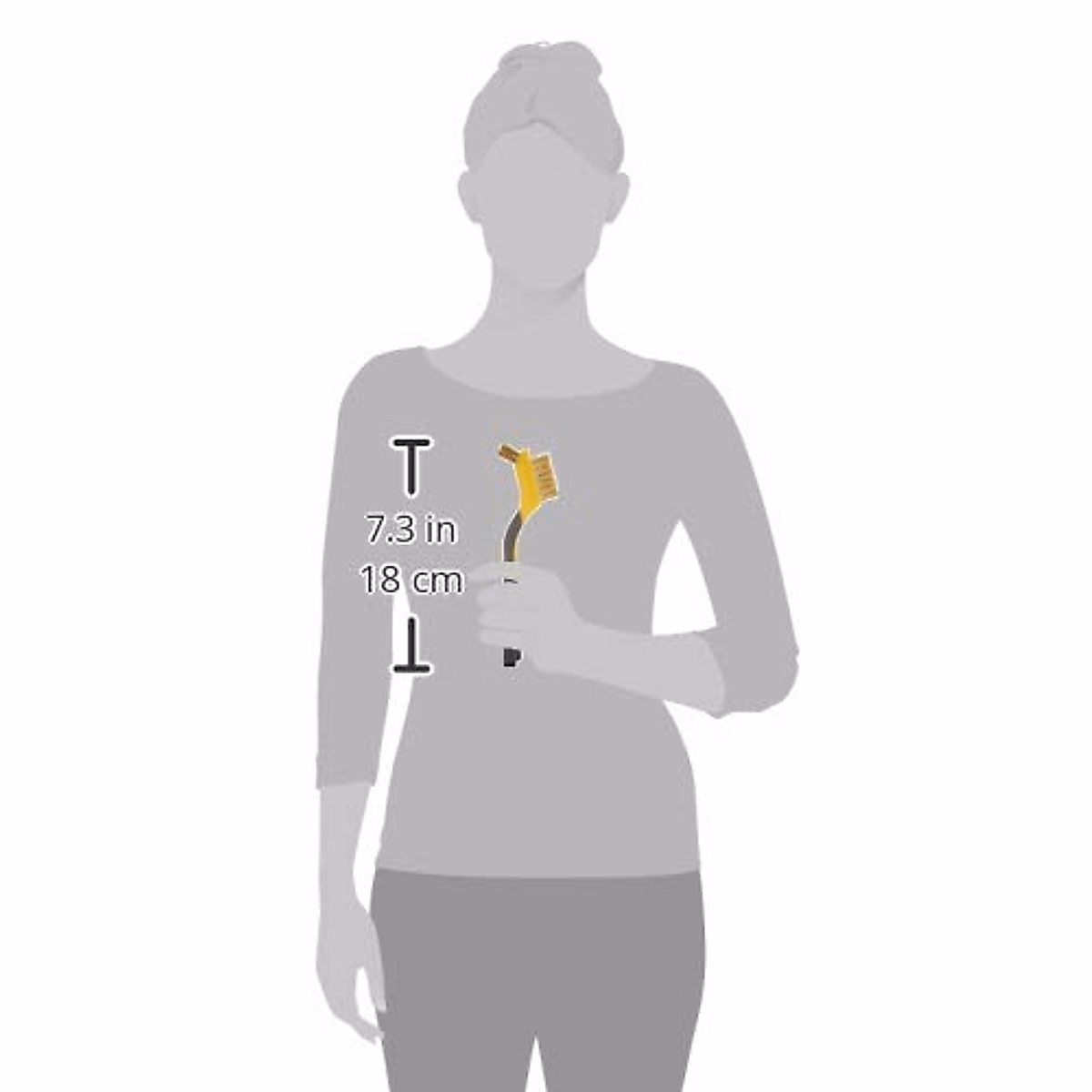 Amazon Basics Brass Mini Brushes, Soft Grip, 3-Pack, 1/2 inch, Yellow/Grey