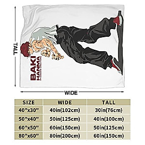 Anime Baki The Grappler Blanket Tapestry Sofa Office Bedroom Throw Blankets Super Soft Cozy Microfiber Blanket Bedding 80"X60"