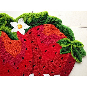 Newrara Strawberries Modern Shag Area Rugs Strawberries Mat Living Room Carpet Bedroom Rug for Children Play Solid Home Decorator Floor Rug and Carpets