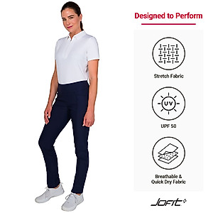 Jofit Apparel Women’s Athletic Clothing Full Length Slimmer Pant for Golf & Tennis, Size XX-Large, Black