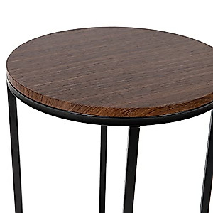 Flash Furniture Hampstead Collection End Table - Modern Walnut Finish End Table - Crisscross Matte Black Frame