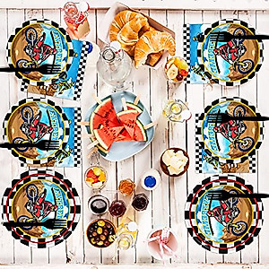 gisgfim 96 Pcs Dirt Bike Party Plates and Napkins Party Supplies Motorcycle Theme Party Tableware Set Motocross Dirt Bike Party Decorations Favors for Boys' Birthday Baby Shower Serves 24