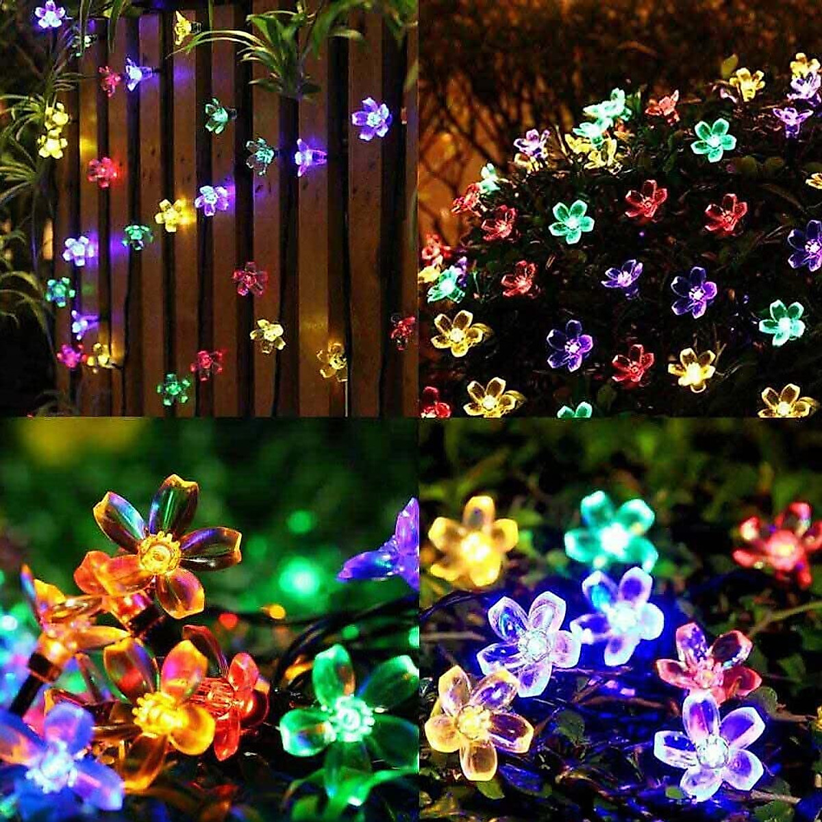 Solar String Flower Lights Waterproof IP65 for Outdoor Decor Party Garden Yard Home Wedding Christmas Halloween Holiday Tree Decoration Lighting