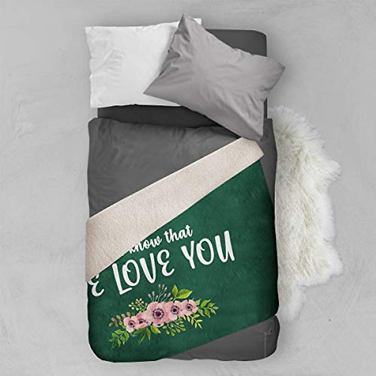 Personalized Custom Kids Grandkids Names for Dad Mom Grandma Nana Grandpa Nana Customized Christmas Holiday Fleece Sherpa Blanket Bed Throw Tapestry Wall Hanging (Green - Touch Heart, Fleece - 50x60)