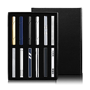 Jstyle 12 Pcs Tie Clips for Men, Classic Tie Bar Clip Set for Regular Ties Necktie Tie Bar Pinch Clips, Wedding Metting Business Tie Pin Clips with Luxury Box Gift