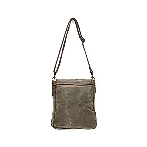 Myra Bags 1897 Upcycled Canvas Crossbody Bag S-1050, Tan, Khaki, Brown, One_Size