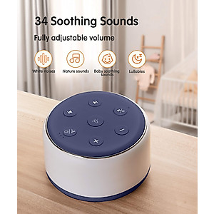 White Noise Sound Machine Baby for Sleeping with Night Light – 34 Soothing Sounds, Rechargeable White Noise Machine for Baby Kids Adults Sleep, Portable Lullaby Machine Baby Soother