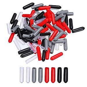 uxcell 100pcs Rubber End Caps 3mm(1/8") ID Screw Thread Protectors PVC Vinyl Round Tube Bolt Cap Cover, Black Red Grey Clear