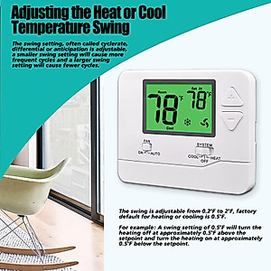 Suuwer Non-Programmable Thermostats for Home 1 Heat/1 Cool Single-Stage Systems (Green Backlight)