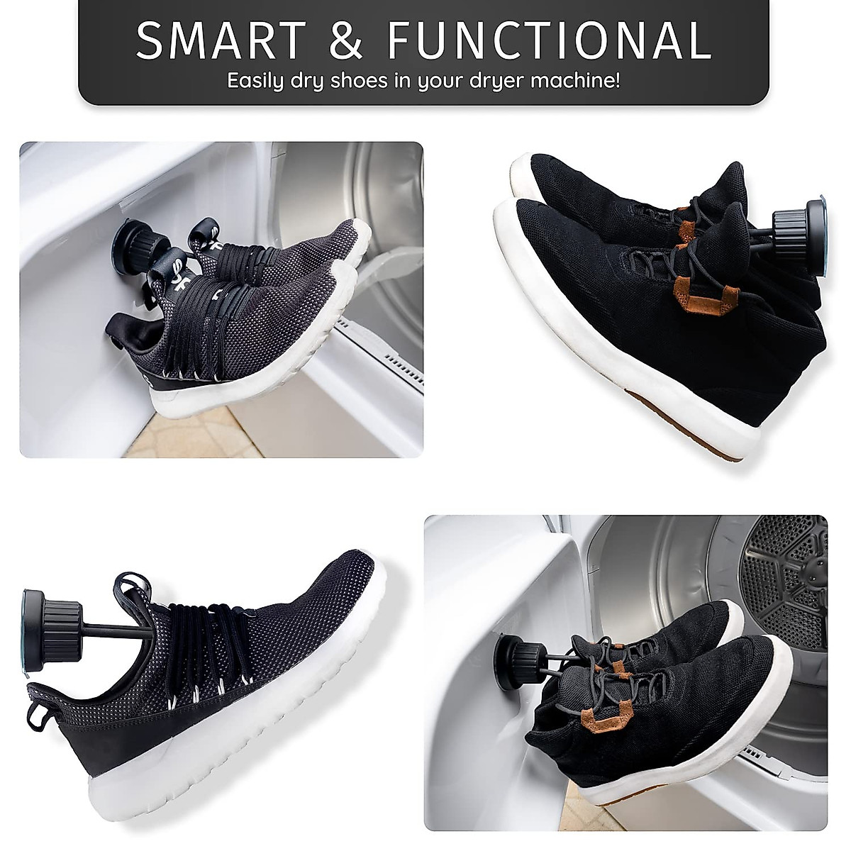 Shoe Dryer Rack Inside Dryer Machine, Universal Boot Dryer Shoe Holder for All Dryer Machine Brands, Home Hacks Laundry Room Accessories Shoes Dryer, Life Hack Gadgets Suction Cup to Dryer Door