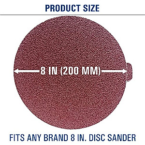 8 Inch Heavy Duty Adhesive Sticky Back Tabbed Sanding Discs (25 Pack, 80 Grit)