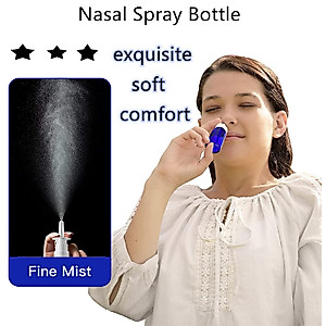 MDJINRUIXI Nasal Spray Bottle, 10 Pcs 30ML/1oz Plastic Blue Refillable Fine Mist Sprayers Atomizers, Small Empty Nasal Sprayer with Funnels and Labels