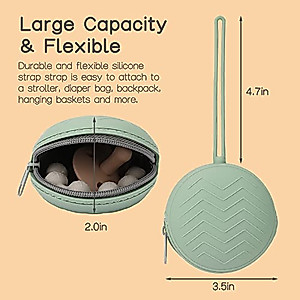 Nupoopy 2 Pack Silicone Pacifier Holder Case, BPA Free Newborn Baby Pacifiers Silicone Pouch for Boys & Girls, Portable Silicone Pacifier Container Case (Light Grey, Power Rose)