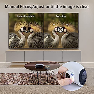 JIEFOCH Mini Projector Supported 1080P Full HD Movie Portable Outdoor Projector Video Projector for Laptop TV-Box, Compatible with HDMI USB Audio AV Interfaces and Remote Control(White)