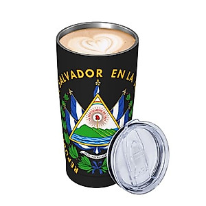VKKOEWL El Salvador Flag Stainless Steel Insulated Tumbler 20 Oz Travel Water Bottle Coffee Mug Drink Cup With Lid Straw