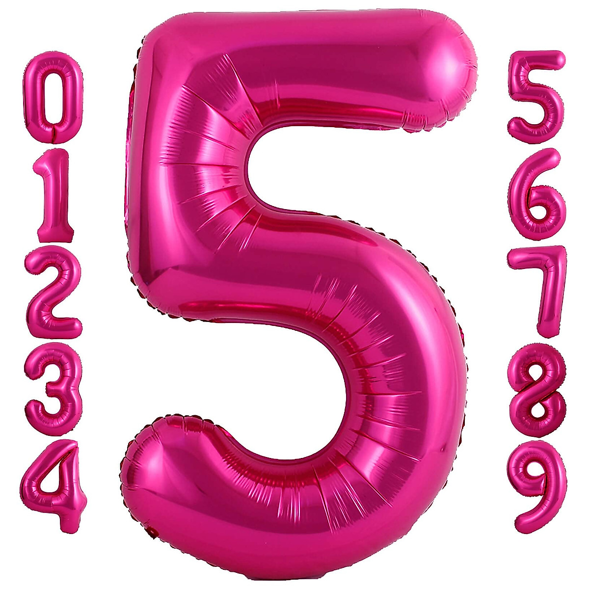 40 Inch Hot Pink Number 5 Balloon Large Size Jumbo Digit Mylar Foil Helium Bright Pink Balloons for Birthday Party Celebration Decorations Graduations Anniversary Baby Shower Photo Shoot