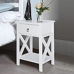MJWDP Three Colors 40x30x55cm Side Intersection Style Bedside Table Coffee Table Nightstand with Two-Layer Drawer (Color : D)