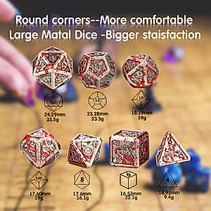 Halloween Dice Set Bloodstained Metal Polyhedral Gaming Dice Set Engraved Skeleton Dice for Tabletop Role Playing Games Dungeons and Dragons