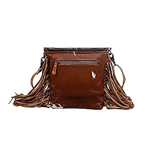 Myra Bag Blossom Hand-Tooled Bag Upcycled Cotton & Cowhide Leather S-2855