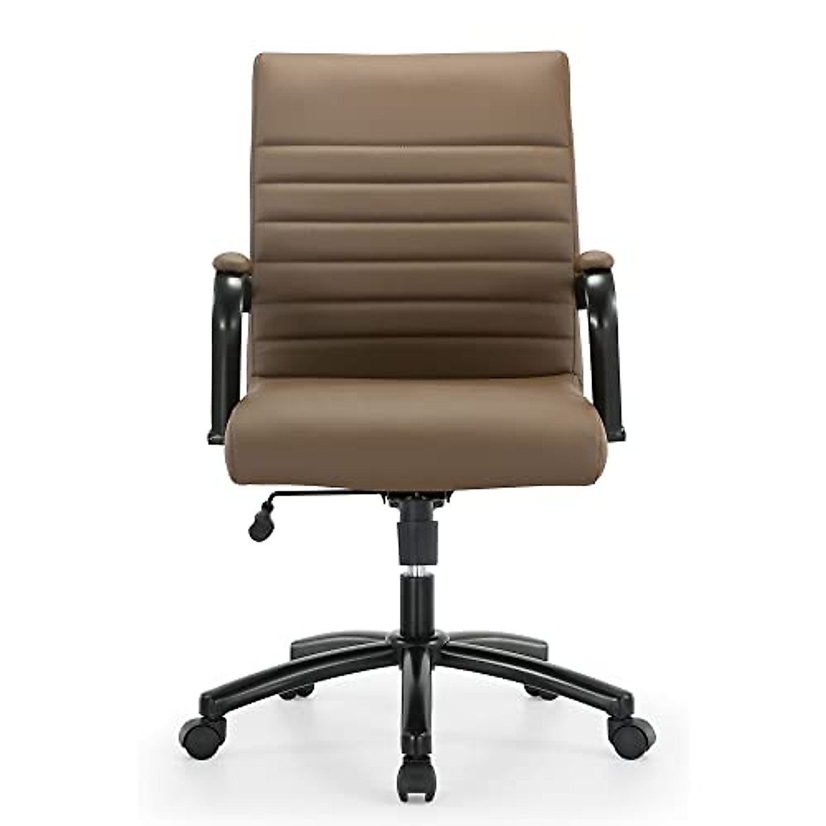 Realspace® Modern Comfort Winsley Bonded Leather Mid-Back Manager's Chair, Brown/Black, BIFMA Compliant