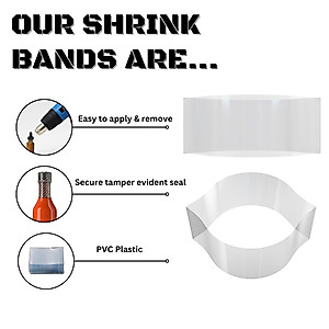 66 x 25 mm Clear Perforated Shrink Band for Growler Bottles, Pharmaceutical Bottles, Gallon Jugs, Honey Bottles, and More. [Compatible Diameter Range: 1 1/4” – 1 1/2"] - Bundle of 50