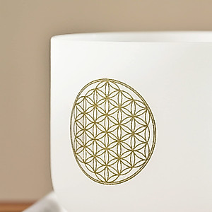 CVNC 528HZ C Note 8 Inch Flower Of Life Crystal Singing Bowl Meditation Sound Bath Sound Healing Chakra Singing Bowl