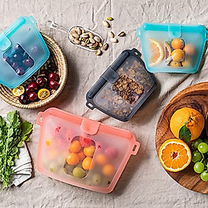 [SILLYMANN] Platinum Silicone Zip Top Reusable, Stand Up Storage Bag | Dishwasher-Safe, Eco-friendly, Easy Cleaning, Portable | Lunch Bag, Sandwich Containers | 34 Oz, Coral (Coral)