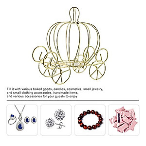 BESPORTBLE Pumpkin Carriage Candy Box Decorative Metal Cinderella Carriage Centerpiece Gold Wire Princess Carriage Figurine Flower Arrangement for Wedding Birthday Party Golden